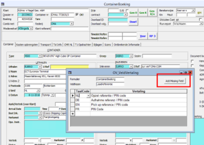Ontbrekende velden | BPA